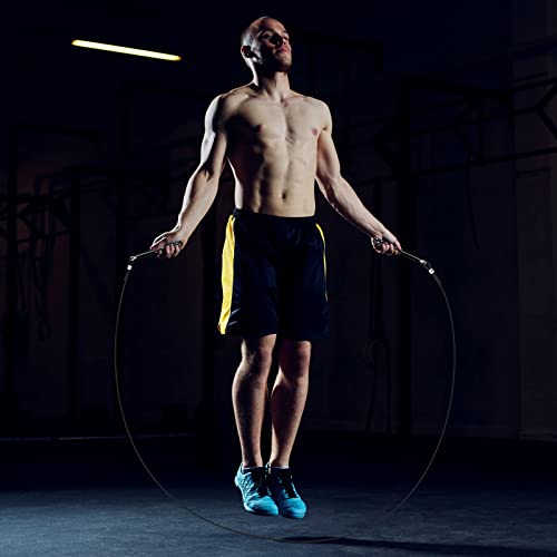 Jump Rope, Wastou Speed Jumping Rope for Training Fitness Exercise, Adjustable Adults Workout Skipping Rope for Men, Women, Kids, Girls (Black-B)