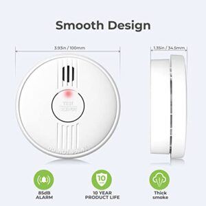 Smoke Detector, GuardryShely Fire Alarms Smoke Detectors with Photoelectric Sensor, Smoke Detector Battery Included with Silence Function and Low Battery Signal, Fire Alarm GW206C for Home, 2 Packs