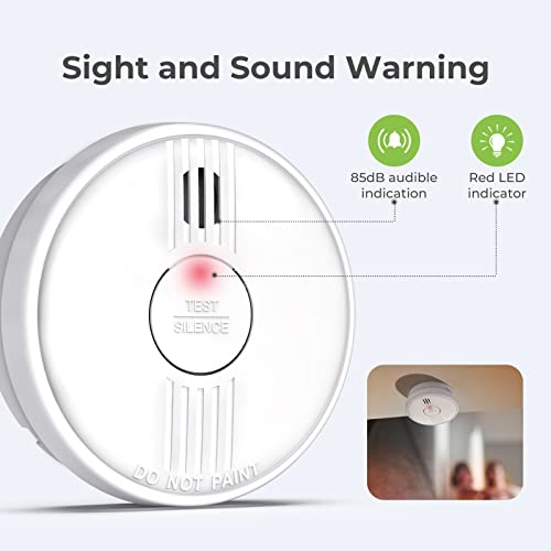 Smoke Detector, GuardryShely Fire Alarms Smoke Detectors with Photoelectric Sensor, Smoke Detector Battery Included with Silence Function and Low Battery Signal, Fire Alarm GW206C for Home, 2 Packs