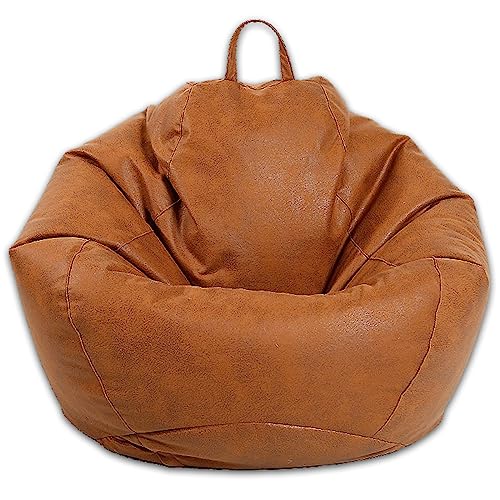 Bean Bag Sofa Cover (No Filler), Living Room Furniture PU Leather Washable Micro-Fiber Adult Beanbag Chair Outside Cover, Home Leisure Single Couch Bedroom Lazy Lounger Cover (Medium)