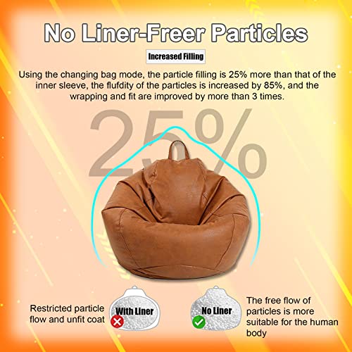 Bean Bag Sofa Cover (No Filler), Living Room Furniture PU Leather Washable Micro-Fiber Adult Beanbag Chair Outside Cover, Home Leisure Single Couch Bedroom Lazy Lounger Cover (Medium)