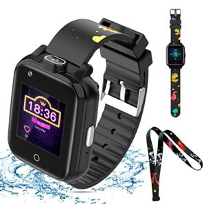 cjc Kids Smart Watches for Boys Girls Ages 3-15, Kids GPS Tracker Watches 1.4" Touchscreen Watch with Video Chat 3-Way Call Phone Watch Christmas Birthday Gift for Boys Girls(Black)