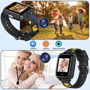 cjc Kids Smart Watches for Boys Girls Ages 3-15, Kids GPS Tracker Watches 1.4" Touchscreen Watch with Video Chat 3-Way Call Phone Watch Christmas Birthday Gift for Boys Girls(Black)