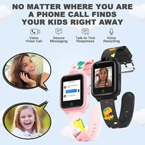 cjc Kids Smart Watches for Boys Girls Ages 3-15, Kids GPS Tracker Watches 1.4" Touchscreen Watch with Video Chat 3-Way Call Phone Watch Christmas Birthday Gift for Boys Girls(Black)