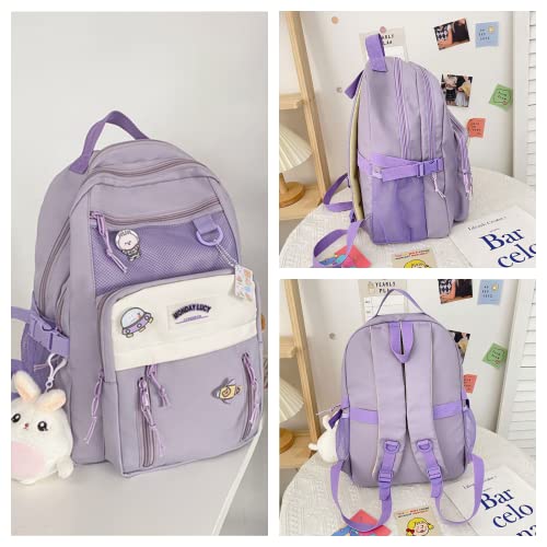 KOWVOWZ Kawaii Large aesthetic Bookbags for Girl Students Back to school Laptop Backpacks 15.6 Inch School Bag with Cute 12.6inx5.1inx16.9in