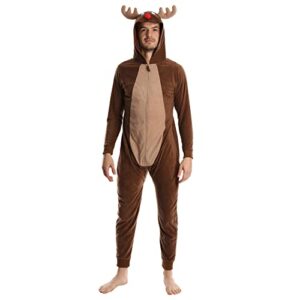 sleephero fathers day adult onesie for men adult christmas onesies novelty holiday onesie christmas pajamas fun reindeer xxx-large