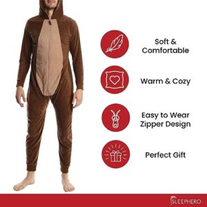 SLEEPHERO Fathers Day Adult Onesie for Men Adult Christmas Onesies Novelty Holiday Onesie Christmas Pajamas Fun Reindeer XXX-Large