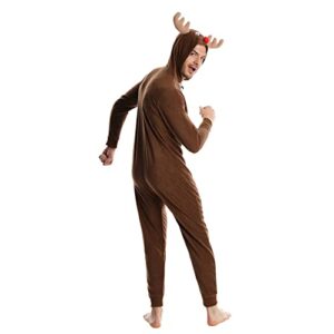 SLEEPHERO Fathers Day Adult Onesie for Men Adult Christmas Onesies Novelty Holiday Onesie Christmas Pajamas Fun Reindeer XXX-Large