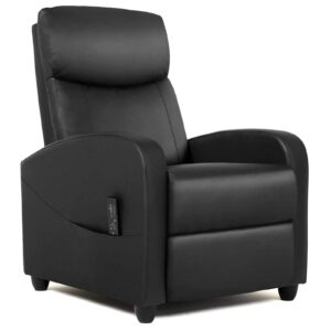 fontoi living room recliner chair, massage single sofa adjustable home theater seating with thick cushion and high back padded backrest, 28.7d x 25.9w x 38.7h in, black