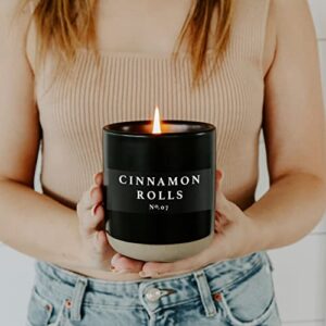 Sweet Water Décor Cinnamon Rolls Soy Candle | Cinnamon, Icing, and Cinnamon Buttery Pastry Fall Scented Soy Candles for Home | 12oz Black Stoneware Jar, 60+ Hour Burn Time, Made in the USA