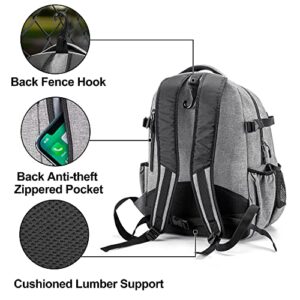 DSLEAF Baseball Backpack with Separate Shoe Space, Softball Bat Bag Holds Up to 4 Bats, Hence Hook and Multi Pockets for Essentials