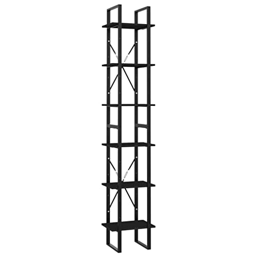 QZZCED 6-Tier Book Cabinet,Corner Bookshelf,Narrow Bookcase,Living Room Bookshelf,Office Bookshelf,for Living Room, Bedroom, Study, Hallway, Black 15.7"x11.8"x82.7" Chipboard