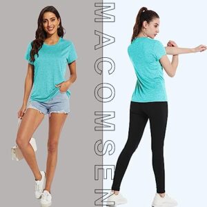 MAGCOMSEN Womens Workout Shirts Short Sleeve Fishing Shirts Fitness Tee Yoga Tops Cool Running T Shirts Light Green Large