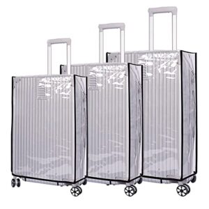 givimo 3 pieces clear luggage cover 20/24/28 inch set pvc luggage protector suitcase cover waterproof transparent cover for luggage tsa approved