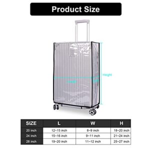 GIVIMO 3 Pieces Clear Luggage Cover 20/24/28 inch Set PVC Luggage Protector Suitcase Cover Waterproof Transparent Cover for Luggage Tsa Approved