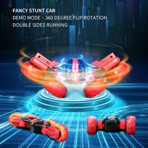 Amicool Remote Control Car, Hobby RC Car Stunt Car with LED Light Electric 4WD 2.4Ghz Double Side Rotating Racing Vehicle 360° Flips Offroad Kids Toy Cars for Boys Girls 6-12 Years Gift