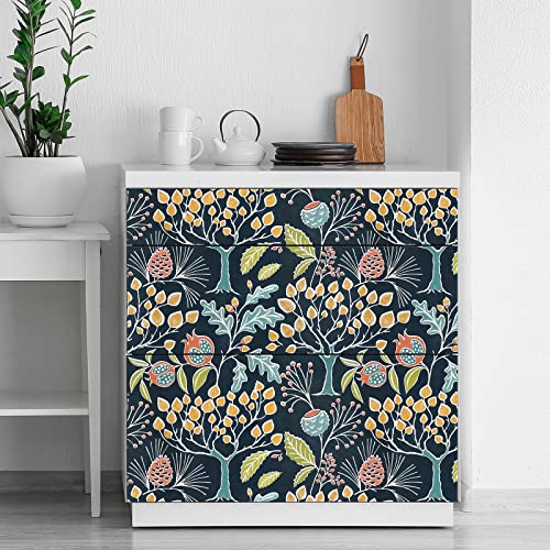 Okydoky Floral Peel and Stick Wallpaper, Colorful Self-Adhesive Wallpaper, Vinyl Waterproof Removable, 17.3" x 393", XC5180-10