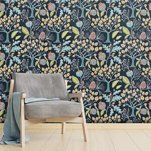 Okydoky Floral Peel and Stick Wallpaper, Colorful Self-Adhesive Wallpaper, Vinyl Waterproof Removable, 17.3" x 393", XC5180-10