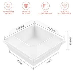 Ocmoiy 50Pk Paper Charcuterie Boxes with Clear Secure Lids, 4" Square Disposable To-Go Dessert Containers White Bakery Boxes for Strawberries, Cookies, Cake Slice, Brownies and Cinnamon Rolls