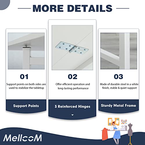 MELLCOM Height Adjustable Craft Table with Storage Shelves, Mobile Folding Cutting Table for Large Fabric, Foldable Table for Home Office Sewing Room Craft Room