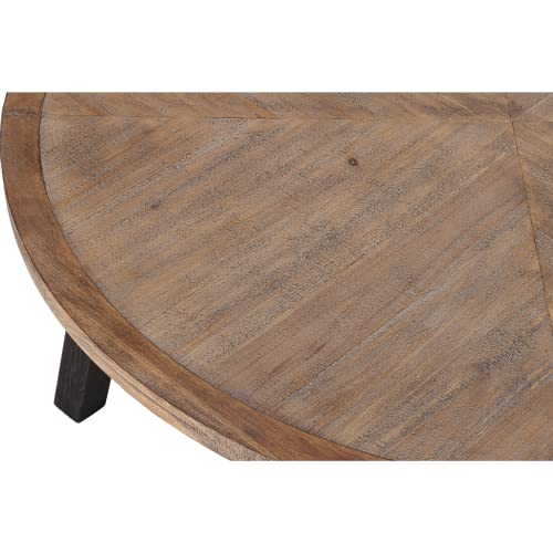 COZAYH Rustic Farmhouse Coffee Table with Geometric Base, French Country Accent Table for Family, Dinning or Living Room, Modern, Round, Coffee table Geometric Base (PH0402-4)