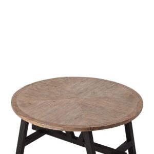 COZAYH Rustic Farmhouse Coffee Table with Geometric Base, French Country Accent Table for Family, Dinning or Living Room, Modern, Round, Coffee table Geometric Base (PH0402-4)