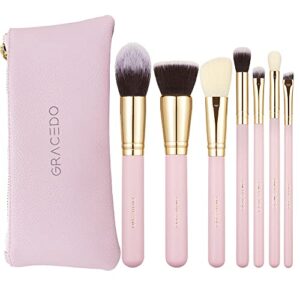 makeup brushes set 7pcs professional super soft cosmetic brushes portable pink makeup brush set for foundation blush blending and eyeshadow makeup tools