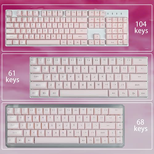 COTAIWA Crystal Keycaps,Ice Crystal Keycap，ABS Jelly Key caps Set for 61 68 104 Mechanical Gaming Keyboard OEM Profile English Layout(Pink)