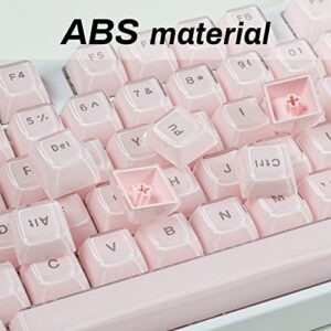 COTAIWA Crystal Keycaps,Ice Crystal Keycap，ABS Jelly Key caps Set for 61 68 104 Mechanical Gaming Keyboard OEM Profile English Layout(Pink)