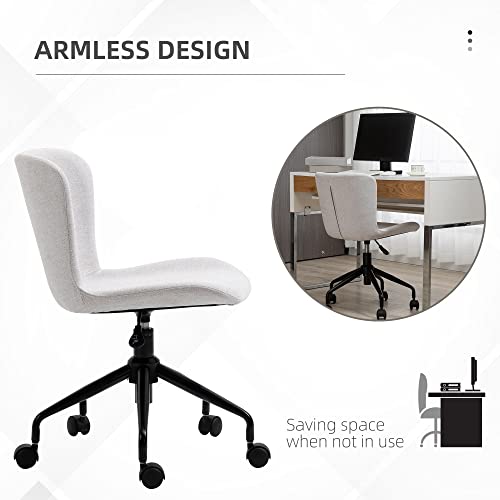 Vinsetto Home Office Chair, Swivel Task Chair with Adjustable Height and Armless Design for Small Space, Living Room, Bedroom, Light Gray