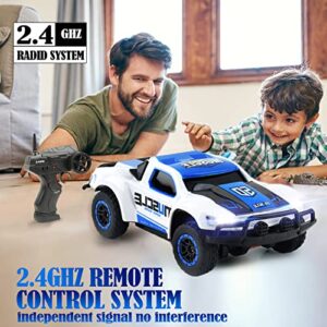 Desdoni Remote Control Car, 2.4Ghz 1/43 Scale Model 4WD 14KM/H Racing Car Toys, RC Car for Kid Boys with Led Lights, Hobby RC Cars Toys Birthday Gifts Boys Girls