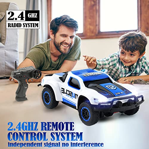 Desdoni Remote Control Car, 2.4Ghz 1/43 Scale Model 4WD 14KM/H Racing Car Toys, RC Car for Kid Boys with Led Lights, Hobby RC Cars Toys Birthday Gifts Boys Girls