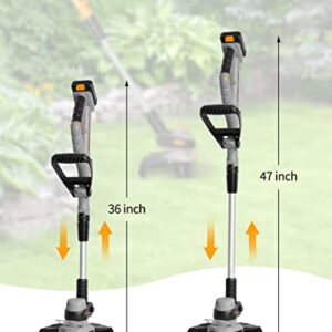 WORKSITE 20V Cordless String Trimmer/Edger, 20V 10 Inch Grass Trimmer with Auto Feed, 2 Trimmer Spool Line, 2.0Ah Battery and Charger Included, for Garden and Yard