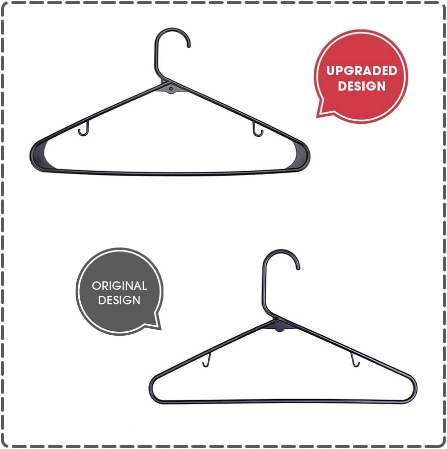 cozymood Black Plastic Hangers 10 Pack, Plastic Clothes Hanger, Heavy Duty Plastic Coat Hangers for Closet, Clothing Hangers Plastic Shirt Hangers Adult Hangers for Everyday Use & Closet Organization