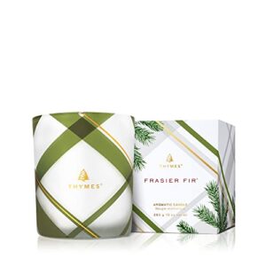 thymes frosted plaid frasier fir candle - 10 oz medium jar candle