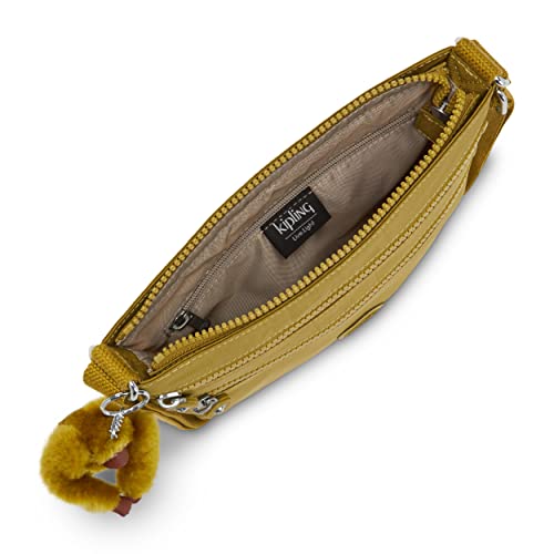 Kipling Womens Women's Abner Bag, Adjustable Strap, Internal Zip Pocket, Crinkle Nylon Small Crossbody Bag, Pear Chartreuse 360, 9 L x 8.25 H 1 D US