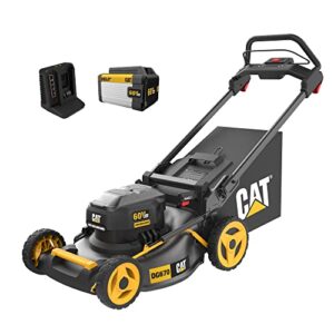 cat dg670 60v 21” cordless lawn mower 3-in-1 cutting modes, brushless battery lawn mower with torqlogic, easy-adapt walk-behind push lawn mower – battery & charger included