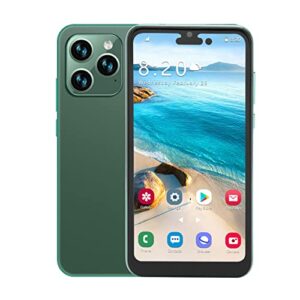 I14pro max Unlocked Smartphone 4G, Unlocked Cell Phone with 6.1 Inch LCD 720P IPS HD Screen, Support Dual Camera, Face Unlock, Dual SIM 3G Mobile Phone, MTK6737, 4G 48G, Dual Band 5G WiFi(Dark Green)