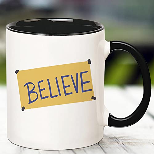 Fonhark - Believe Mug, Believe in Yourself, Ted Lasso Mug, 11 Oz Novelty Coffee Mug/Cup