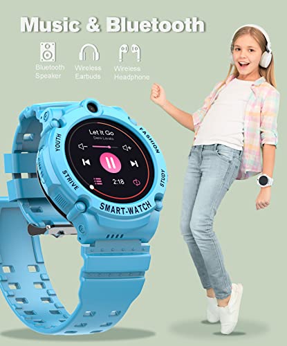 PTHTECHUS Kids Smart Watch with SIM Card, 4G GPS Tracker Watch for Kids, Combines Phone Video Voice and Wi-Fi Call, Wrist Watch Suitable for 8-16 Boys Girls Birthday Gifts