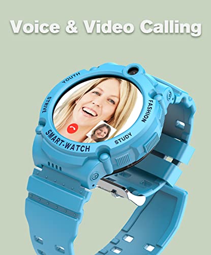 PTHTECHUS Kids Smart Watch with SIM Card, 4G GPS Tracker Watch for Kids, Combines Phone Video Voice and Wi-Fi Call, Wrist Watch Suitable for 8-16 Boys Girls Birthday Gifts