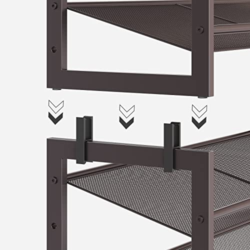 HOOBRO Metal Shoe Rack, 8 Tier Shoe Rack for Closet, Holds 24-32 Pairs of Shoes, 29.5" W x 11.6" D x 63" H, Stackable, for Entryway, Hallway, Living Room Bronze AB82XJP201