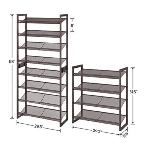 HOOBRO Metal Shoe Rack, 8 Tier Shoe Rack for Closet, Holds 24-32 Pairs of Shoes, 29.5" W x 11.6" D x 63" H, Stackable, for Entryway, Hallway, Living Room Bronze AB82XJP201