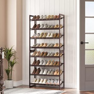 HOOBRO Metal Shoe Rack, 8 Tier Shoe Rack for Closet, Holds 24-32 Pairs of Shoes, 29.5" W x 11.6" D x 63" H, Stackable, for Entryway, Hallway, Living Room Bronze AB82XJP201