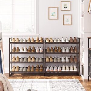 HOOBRO Metal Shoe Rack, 8 Tier Shoe Rack for Closet, Holds 24-32 Pairs of Shoes, 29.5" W x 11.6" D x 63" H, Stackable, for Entryway, Hallway, Living Room Bronze AB82XJP201