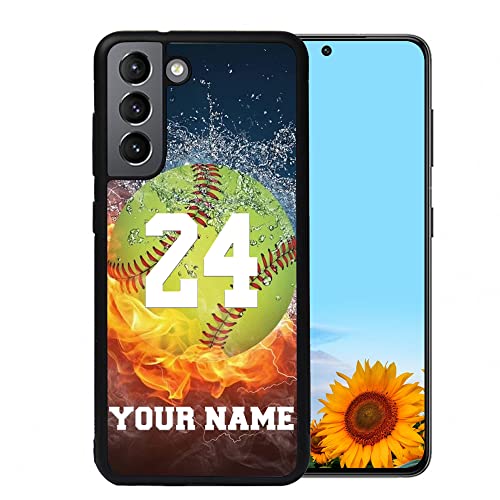 Personalized Name Number Custom Baseball Softball Water Fire Phone case for Samsung Galaxy A53 5G/A03S/A02S/A10E/A12/A13/A32/A33/A42/A51/A52/A71