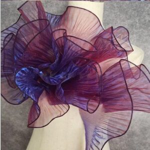 5 Yards Retro Ruffle Pleated Chiffon Trim Dress Bag Decoration Tulle Fabric Applique Trimming Craft Sewing (Butterfly Purple)