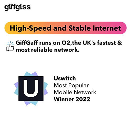 Giffgaff UK Prepaid SIM Card for 7 Days with 30GB Data + Unlimited Mins and Texts, Used in The United Kingdom, England, Scotland, Wales, Northern Ireland, London