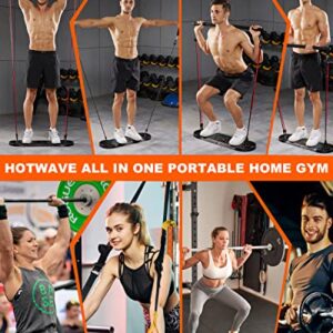 HOTWAVE Portable Exercise Equipment with 16 Gym Accessories.20 in 1 Push Up Board Fitness,Resistance Bands with Ab Roller Wheel,Full Body Workout at Home,Patent Pending