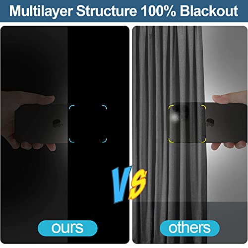 100% Blackout Curtains for Bedroom, Portable DIY Window Blinds, No Drill Window Shades & Blackout Blinds with Stickers & Tabs for Baby Nursery, Travel, Dorm Room (118" x 57")